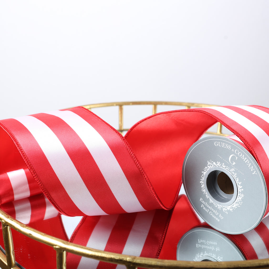 4" RED & WHITE STRIPE WITH RED BACKING 5YD – Guess and Company