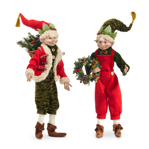 16" Posable Woodland Elf (RED OVERALLS) – Guess and Company