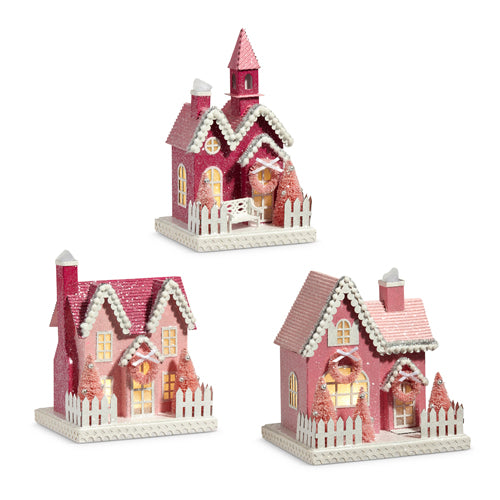 9.25" Pink Lighted Village (PINK BELL TOWER ONLY) – Guess and Company