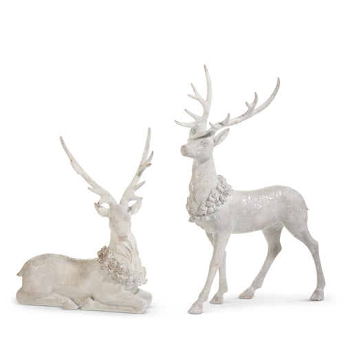 18.25" Iced Deer with Holly Wreath - LAYING ONLY – Guess and Company