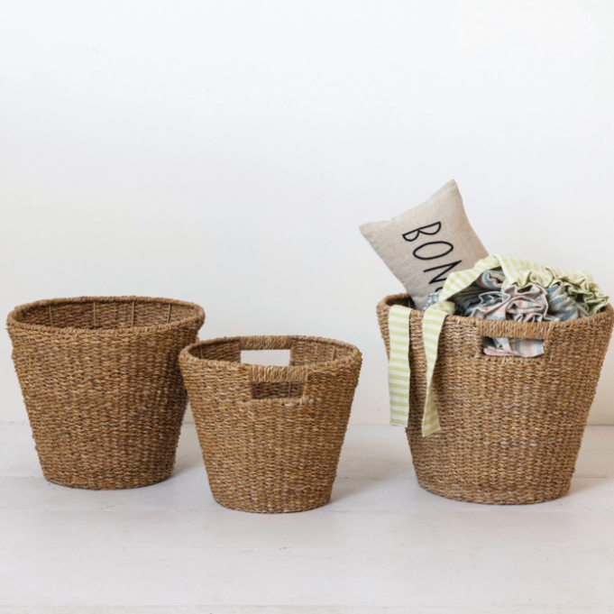 Hand-Woven Seagrass Baskets w/ Handles, Natural, SMALL ONLY – Guess and ...