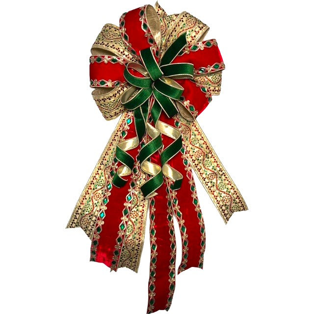 18" X 42" RED JEWELED WITH GREEN TRIM BOW STYLE 16 – Guess and Company