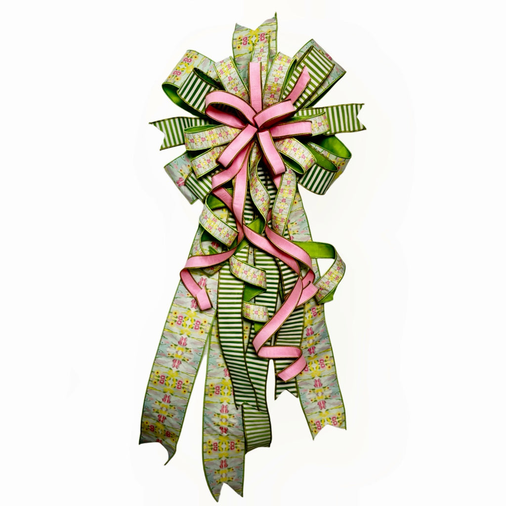 18"W X 40"L LT GREEN/PINK PRE-MADE BOW – Guess and Company