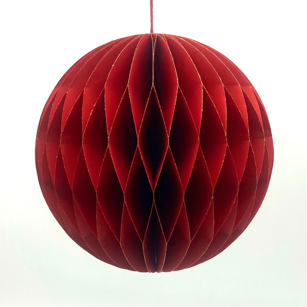 14" Hanging Paper Ball Ornament Red – Guess and Company