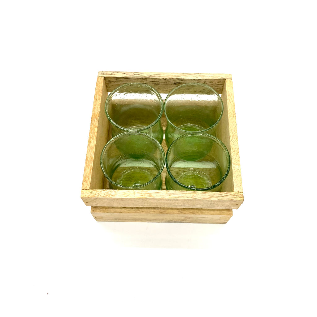 Set of 4 Votives in Wooden Crate (5.5" x5.5" x3.25") – Guess and Company