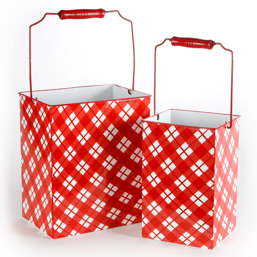 Small Red Plaid Square Buckets- set of 2 – Guess and Company